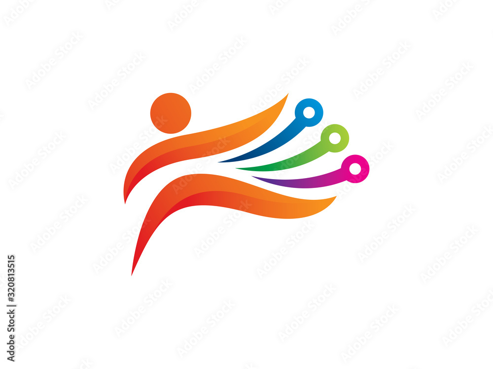 People technology logo template design, emblem, symbol or icon Stock ...