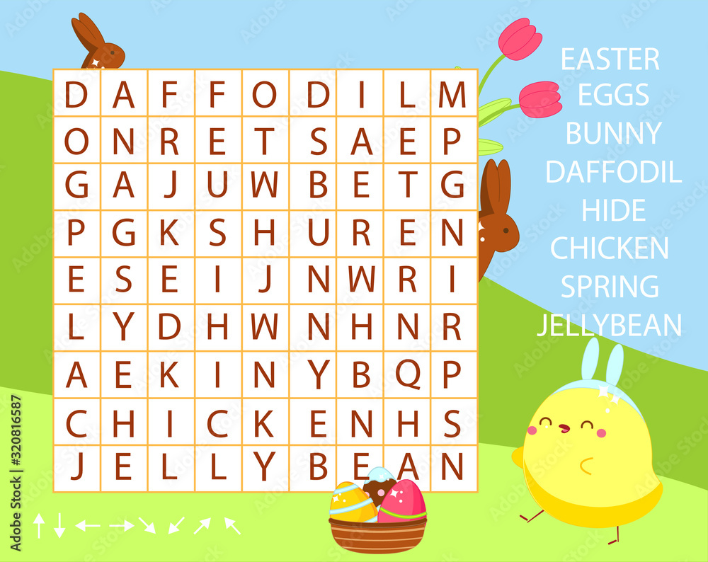 Educational game for children. Word search puzzle kids activity. Easter ...