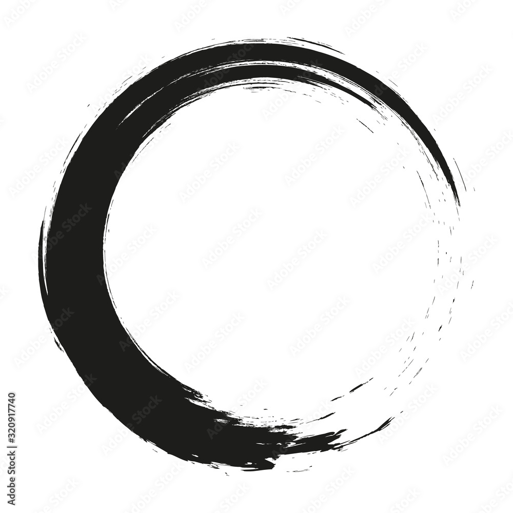 Vector brush strokes circles of paint on white background. Ink hand ...