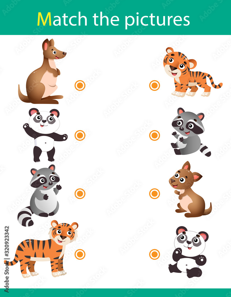 Matching game, education game for children. Puzzle for kids. Match the ...