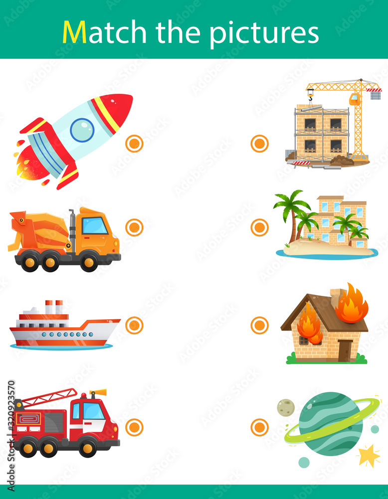 Matching game, education game for children. Puzzle for kids. Match the ...