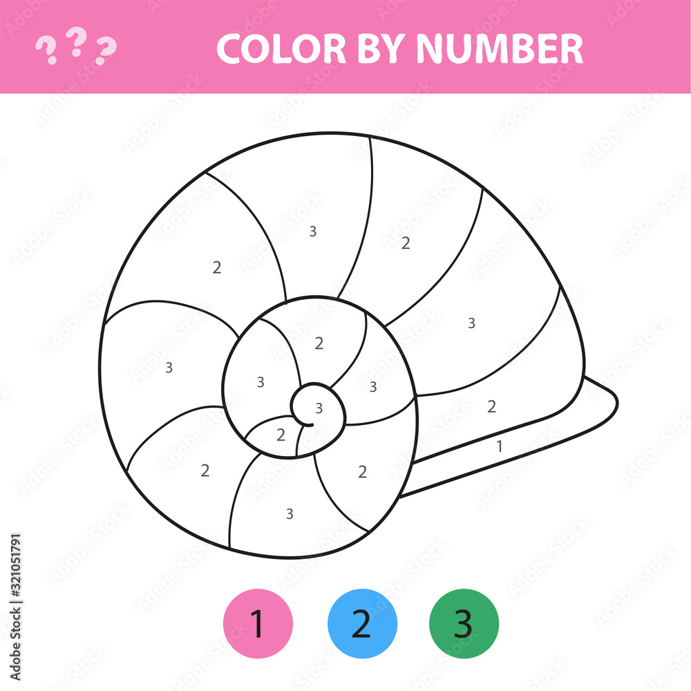 Marine life. Paint by numbers. Educational puzzle game for children ...