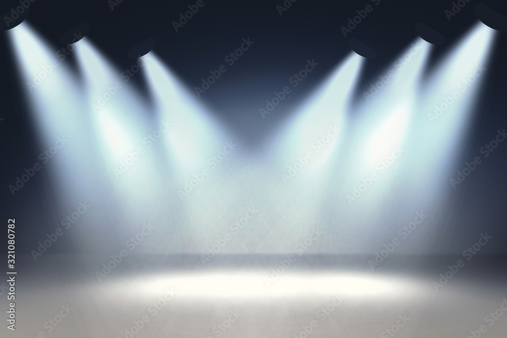 Blue Light Beam. Spotlight blue rays room studio background. Creative ...