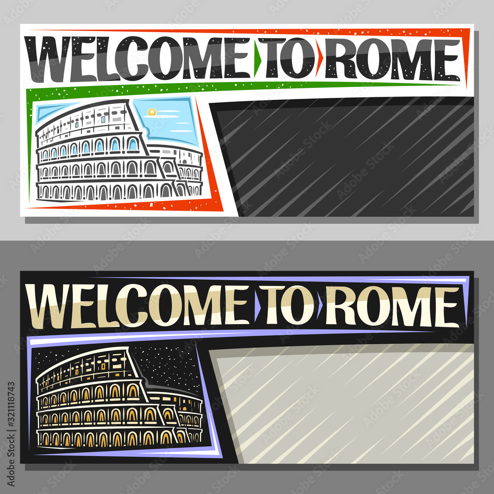 Vector layouts for Rome with copy space, decorative voucher with ...