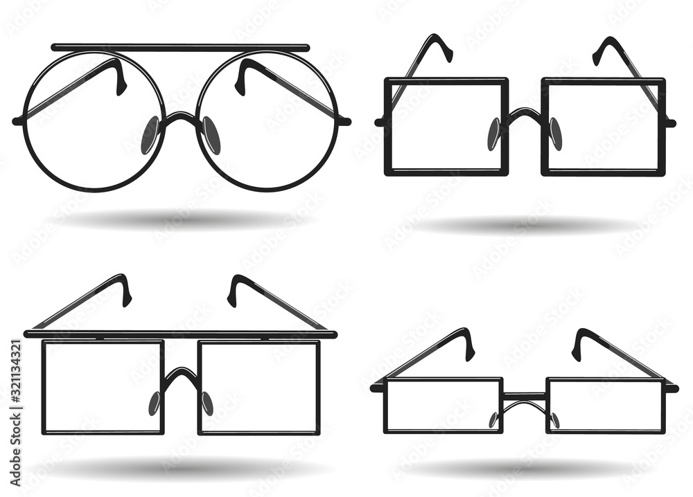 Frames icons for modern glasses of different shapes. Vector ...