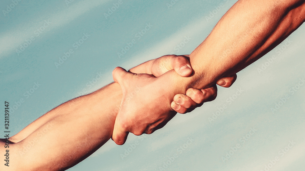 Helping hands concept, support. Close up help arm. Helping hand concept ...