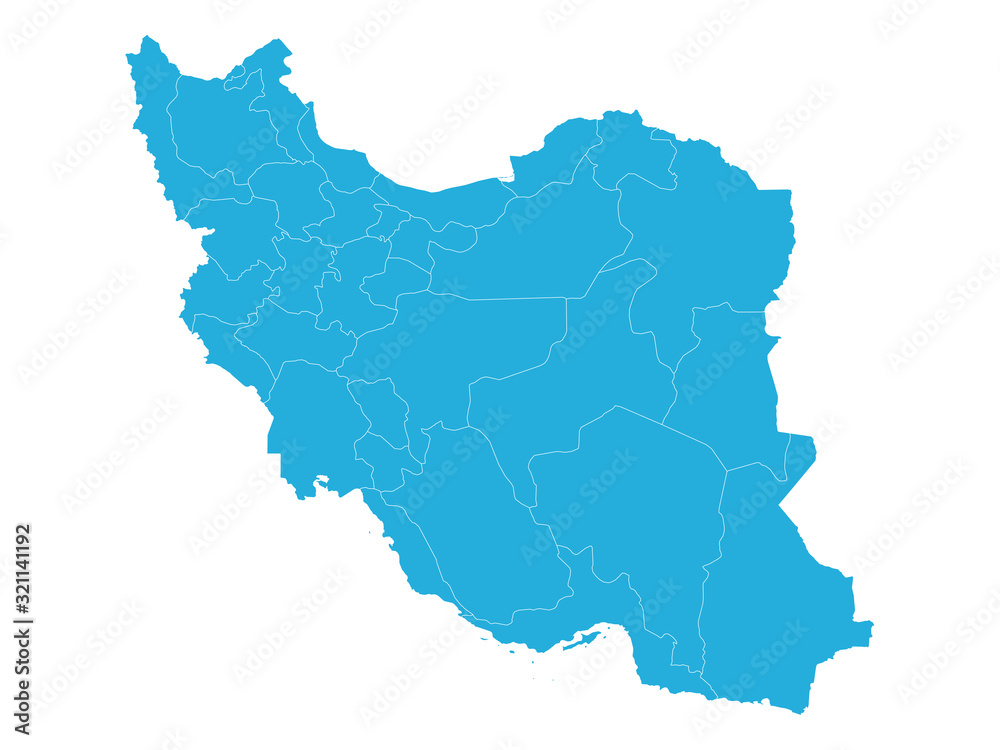 Iran political map with provinces highlighted blue. Perfect for ...