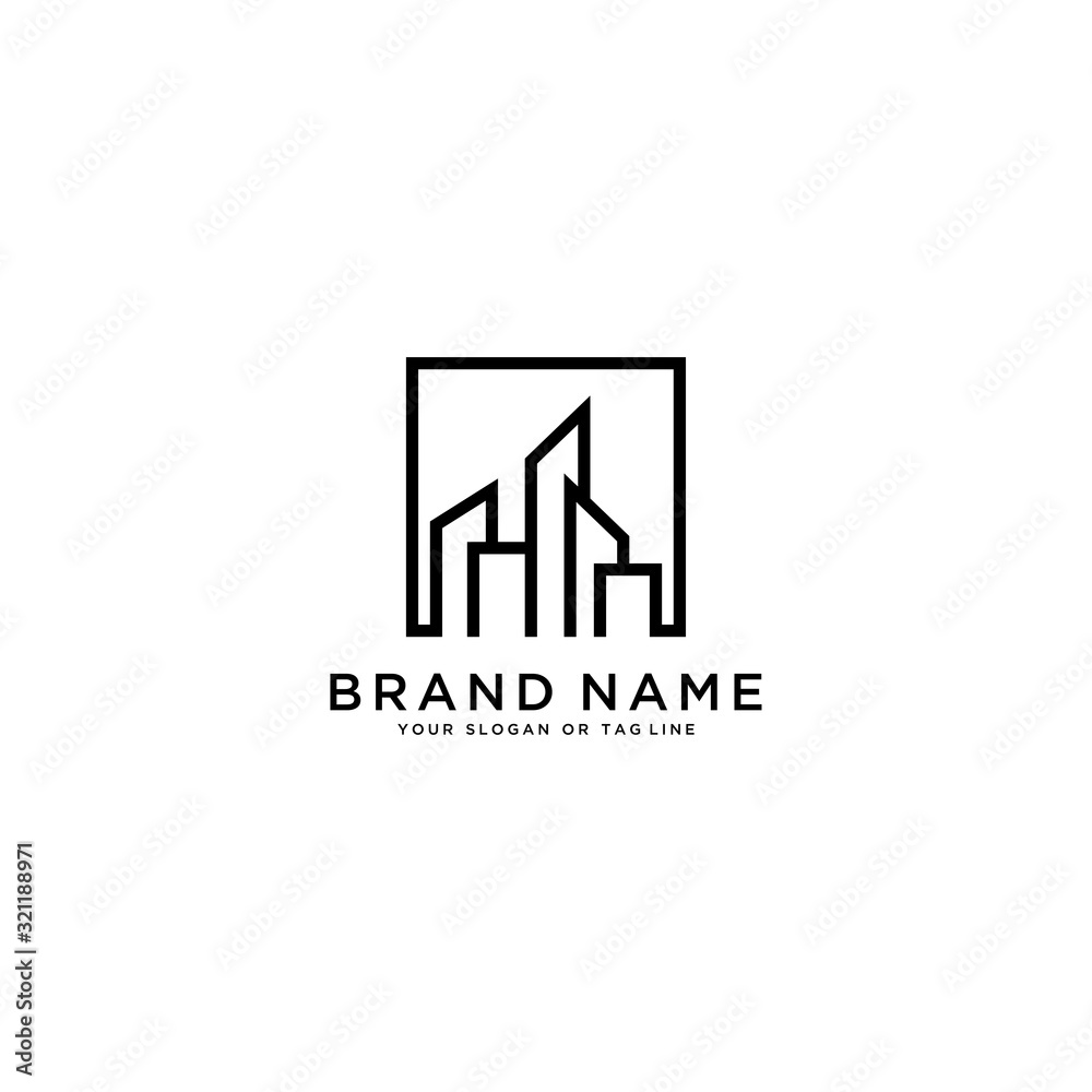 Logo line building vector Stock Vector | Adobe Stock