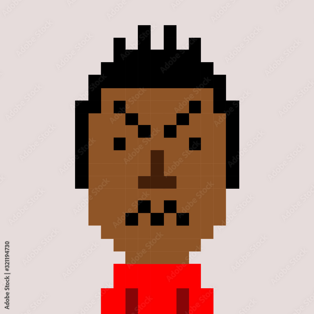 Red shirt man angry emoticon pixel art character Stock Vector | Adobe Stock