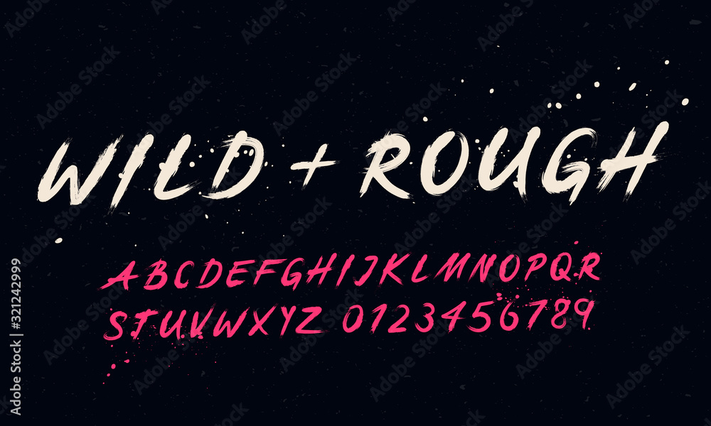 Vector Illustration hand drawn typeface set. Brush painted font ...