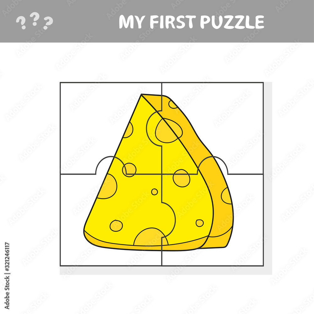 Cartoon cheese. Puzzle for toddlers. Match pieces and complete the ...
