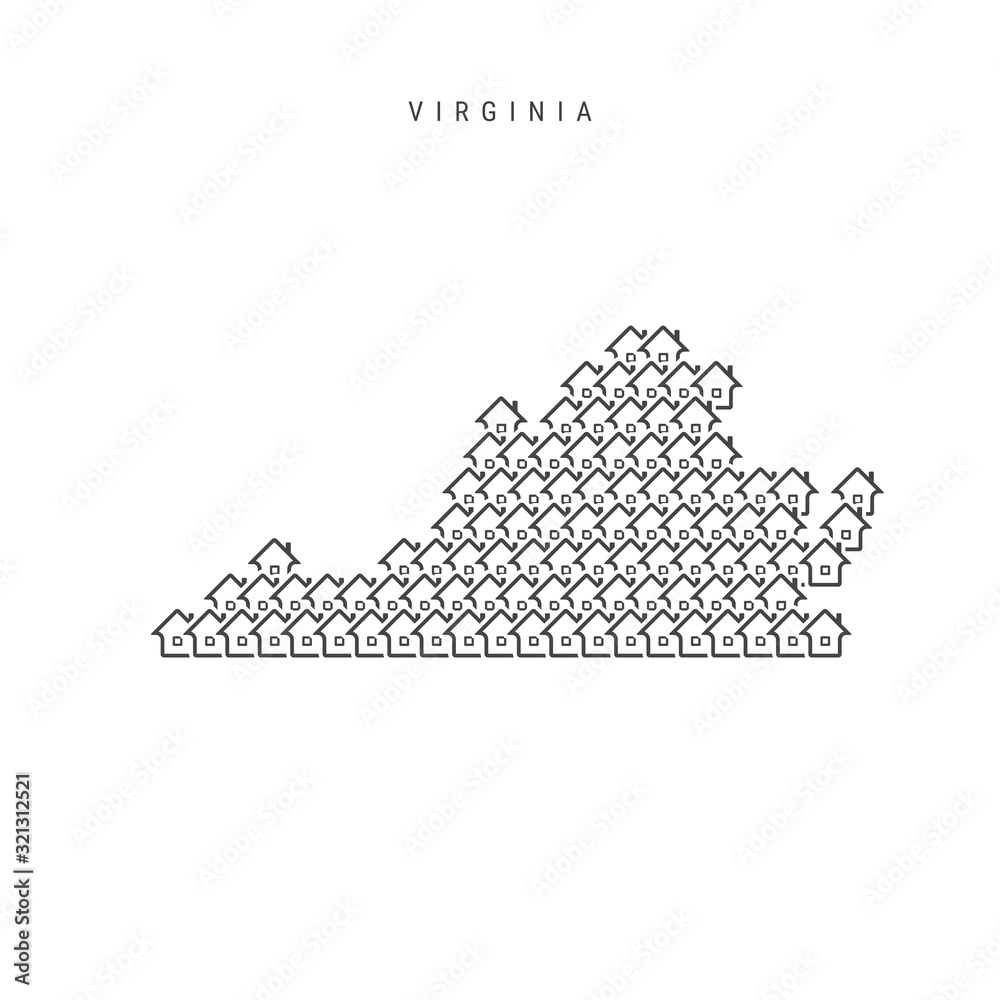 Vector de Stock Virginia real estate property map. Icons of houses in ...