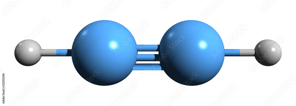 3D image of acetylene skeletal formula - molecular chemical structure ...