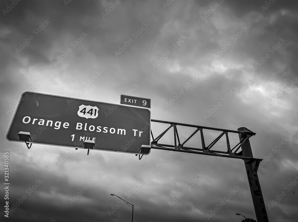 Orange Blossom Trail 441 Exit Sign On The Turnpike Highway In Orlando ...