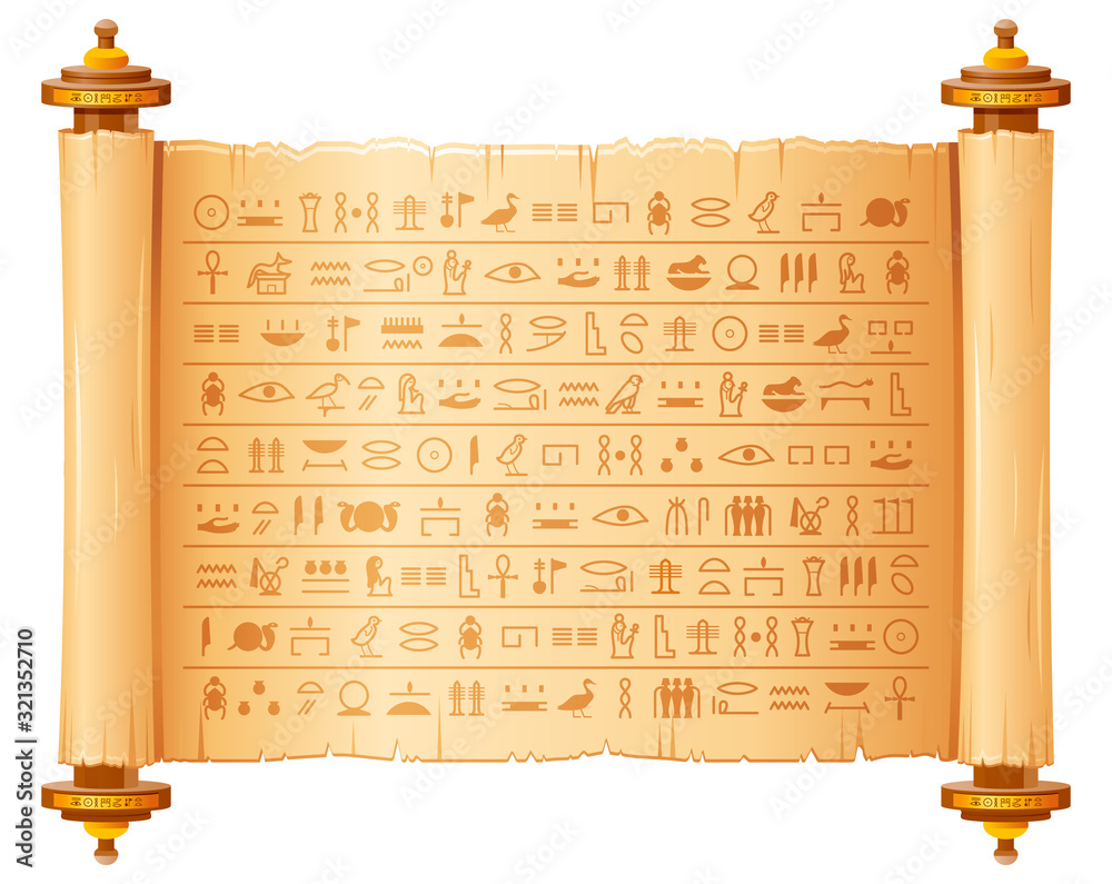Ancient egyptian papyrus with hieroglyphs. Historical vector pattern ...