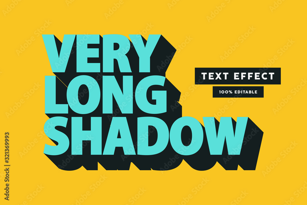 Retro long shadow text effect, editable text Stock Vector | Adobe Stock
