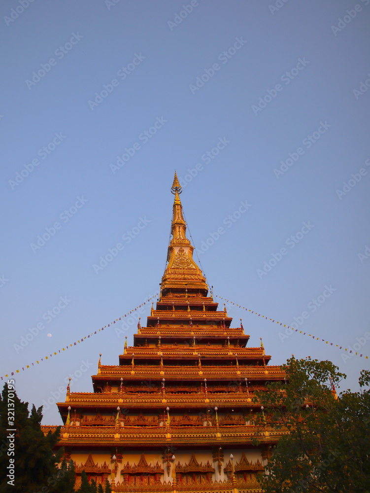 Wat Nong Wang in Khon Kaen Essan Thailand a temple with 9 golden levels ...