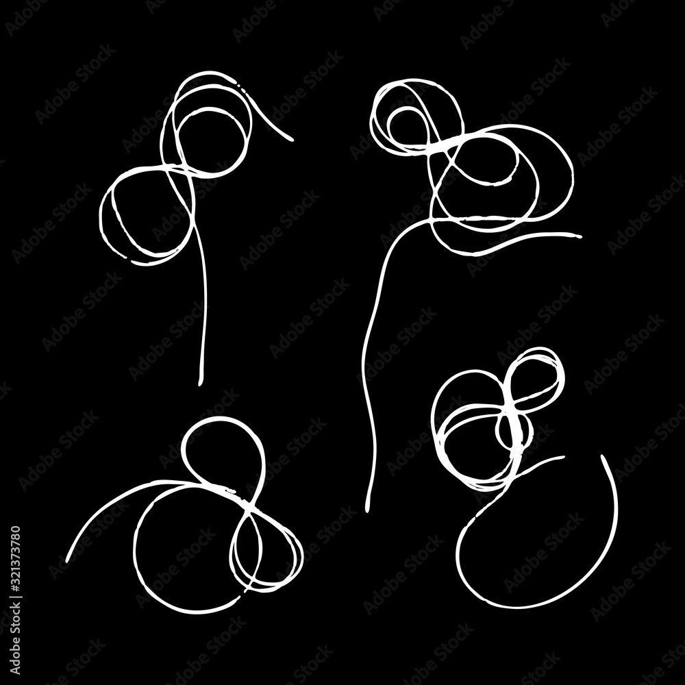 Set of tangled threads. Infinity sign, thread eight. White on black ...