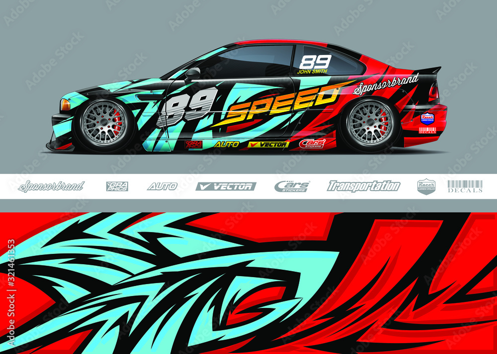Race car livery design vector. Graphic abstract stripe racing ...