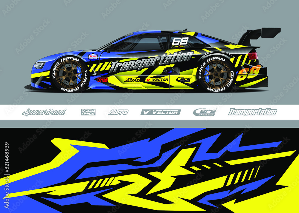 Race car livery design vector. Graphic abstract stripe racing ...