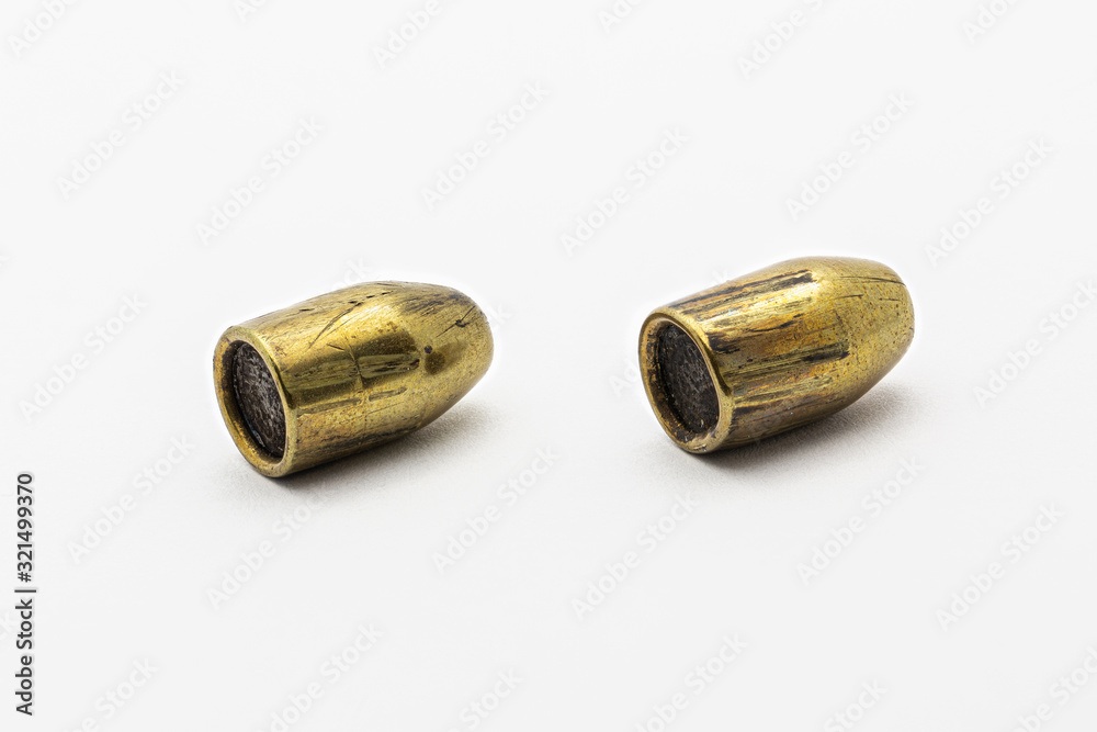 ภาพถ่าย Stock Two forensics ballistics rifling marks on bullet also ...