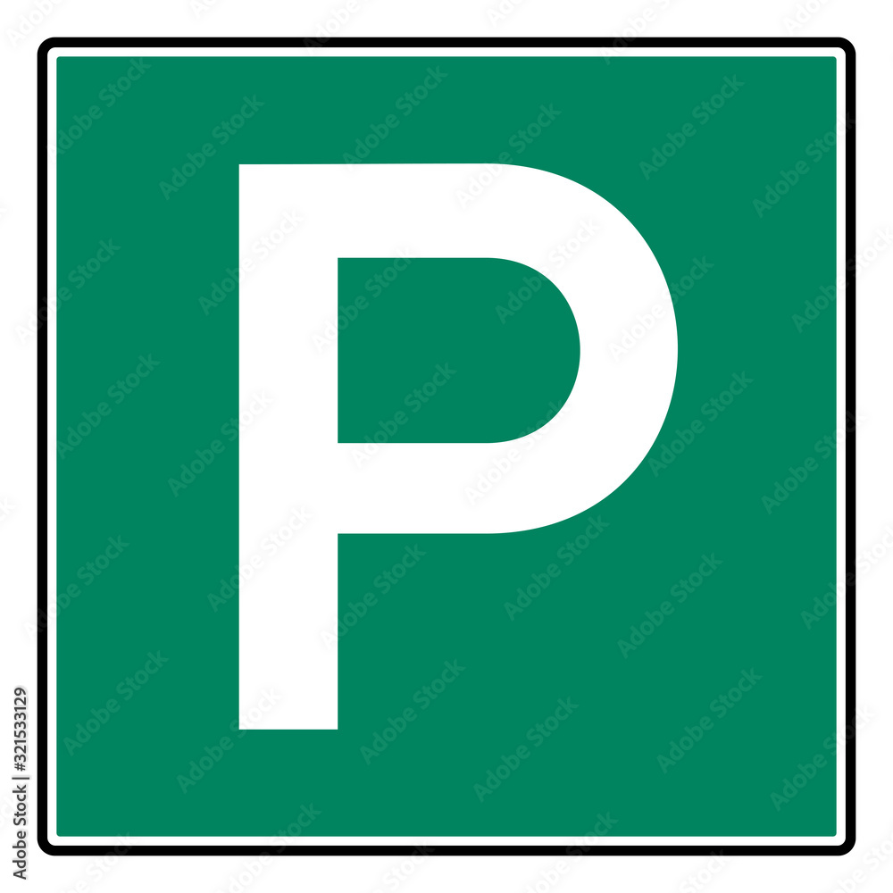 Parking permitted traffic sign. Green background. Canada road signs ...