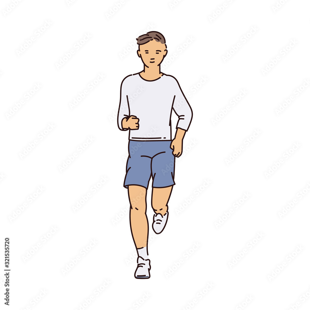 Marathon runner male cartoon character vector sketch illustration ...
