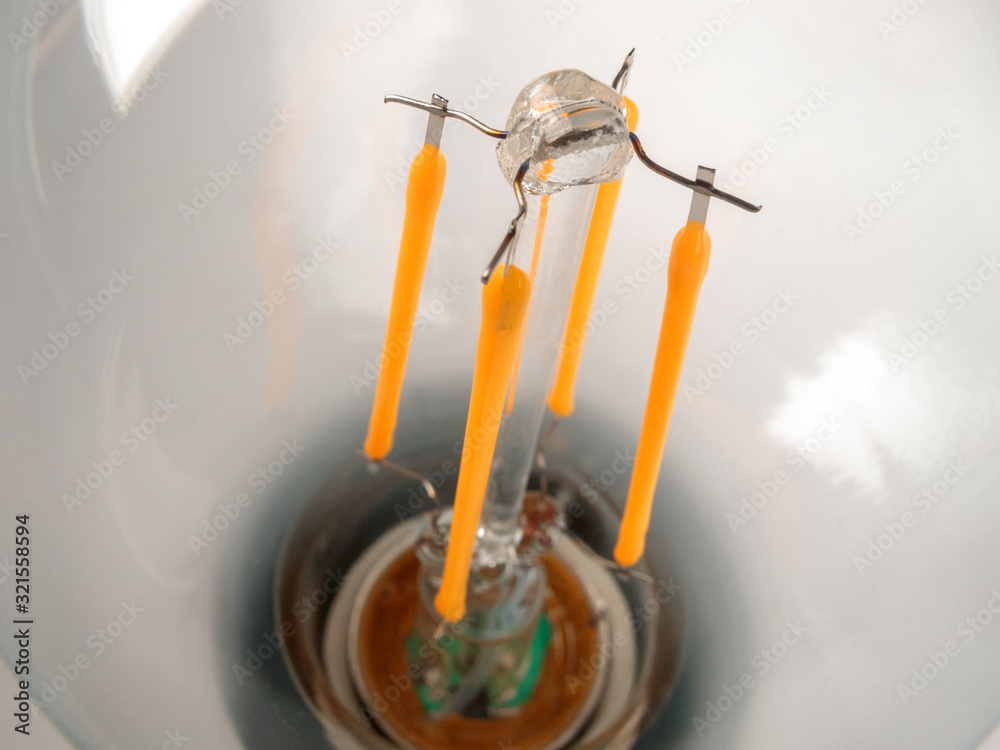 the internal structure of a modern led energy-saving lamp, diode ...