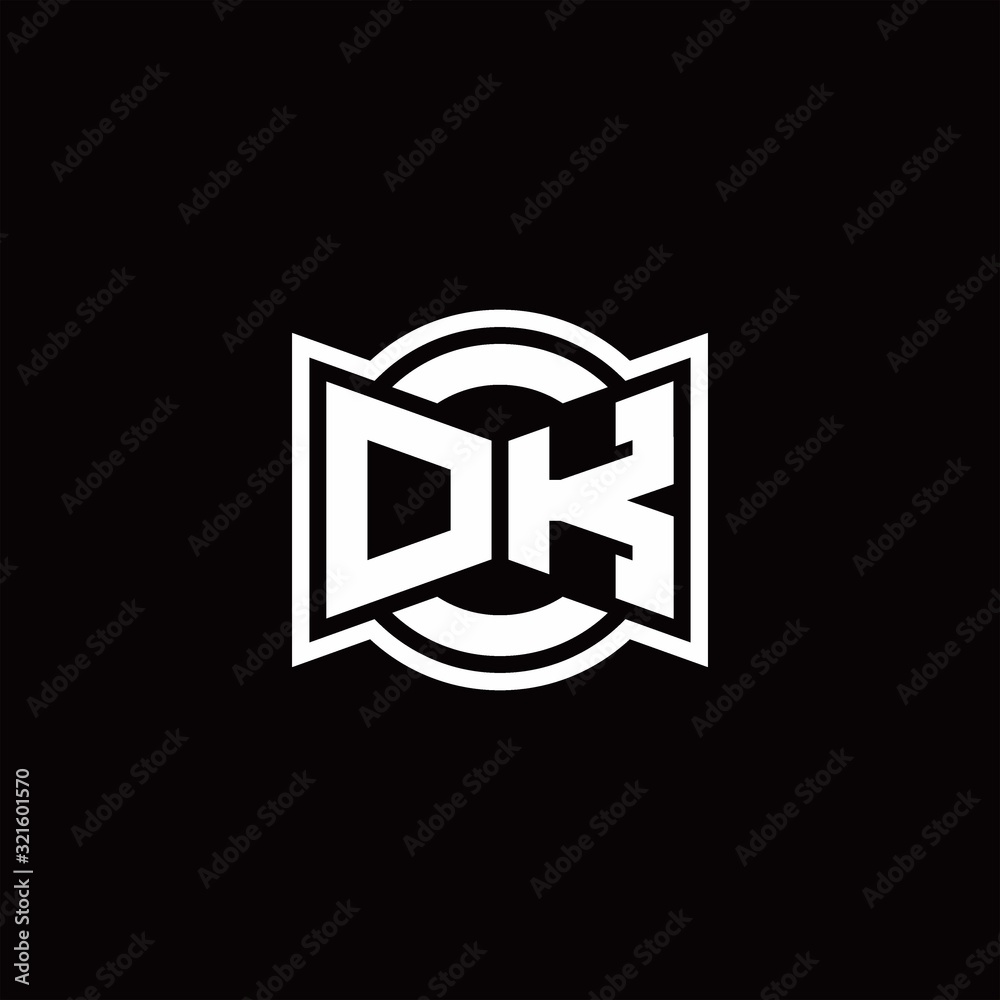 DK logo monogram with ribbon style circle rounded design template Stock ...