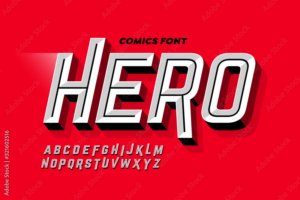 Comics super hero style font Stock Vector | Adobe Stock