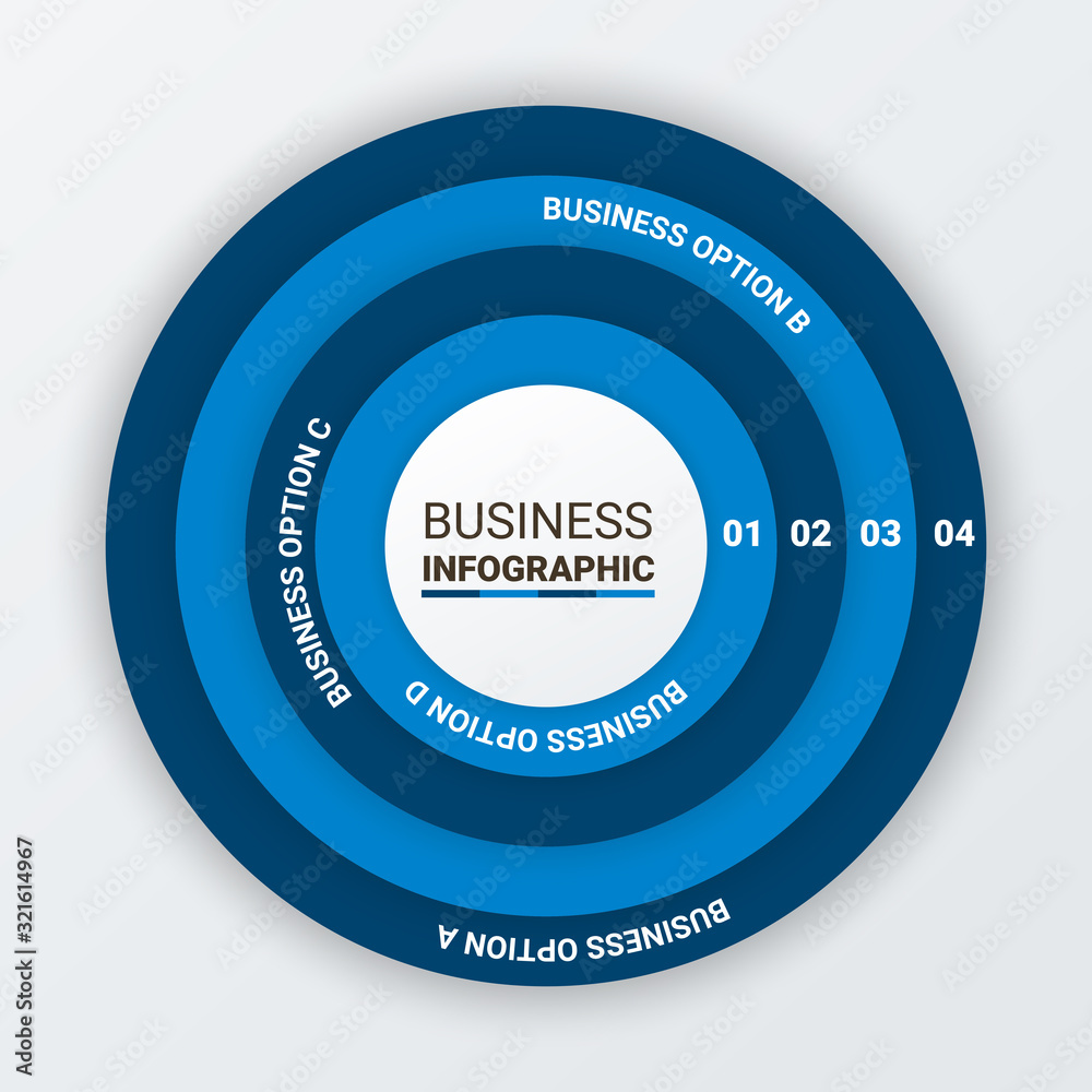Abstract 3D infographic template with steps for success. Business circle template with options ...