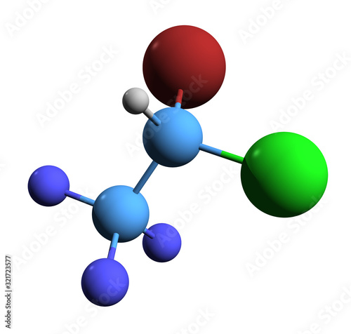 3D image of halothane skeletal formula - molecular chemical structure ...