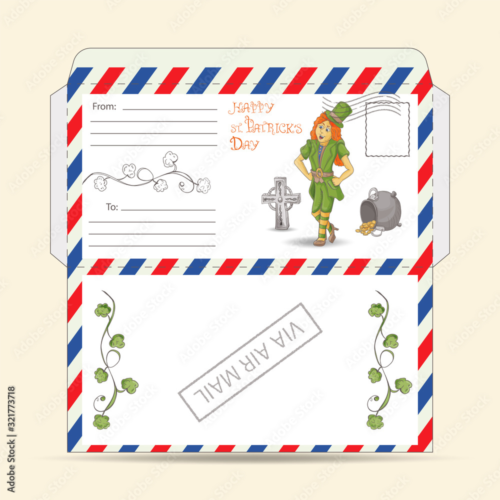 design of a ready to print layout of a mail envelope for greetings, for ...