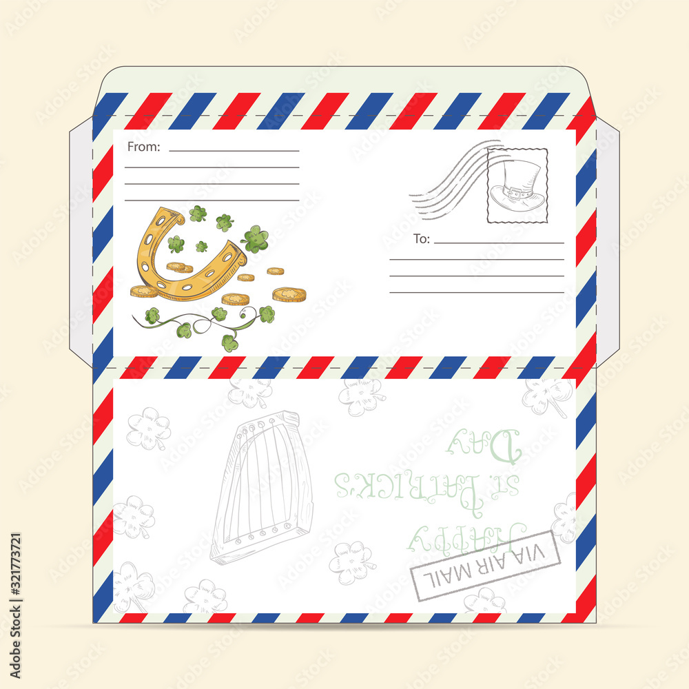 design of a ready-to-print layout of a mail envelope for greetings, for ...