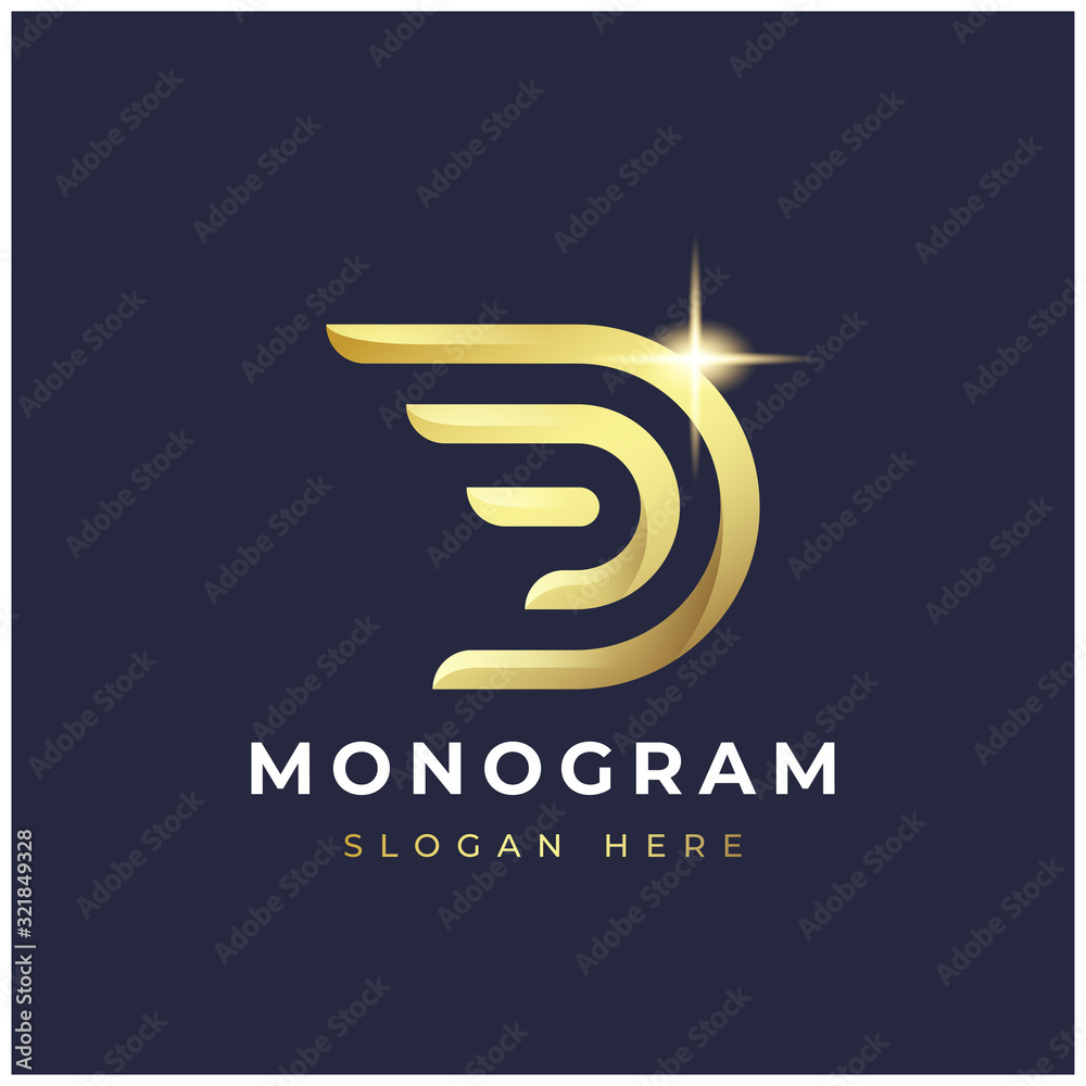 D monogram logo design Stock Vector | Adobe Stock