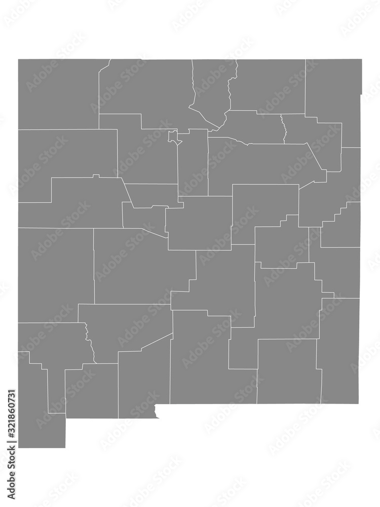 Gray Outline Counties Map of US State of New Mexico Stock Vector ...