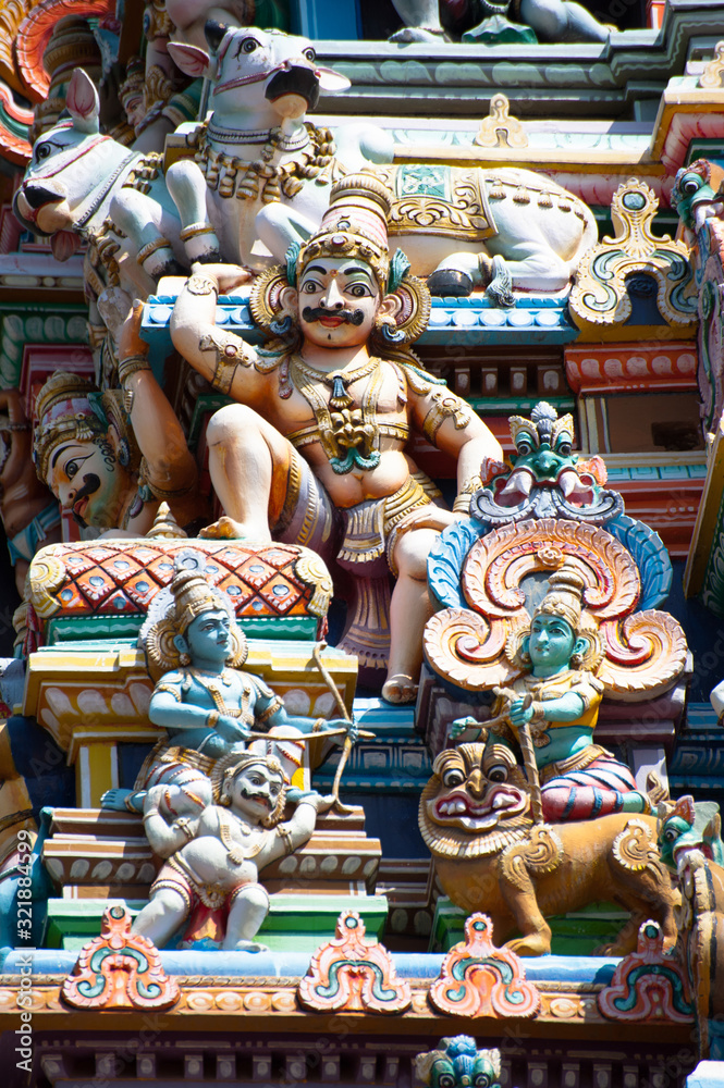 Great Indian architecture and religious art. Gods pantheon at Temple ...