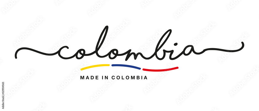 Made in Colombia handwritten calligraphic lettering logo sticker flag ...