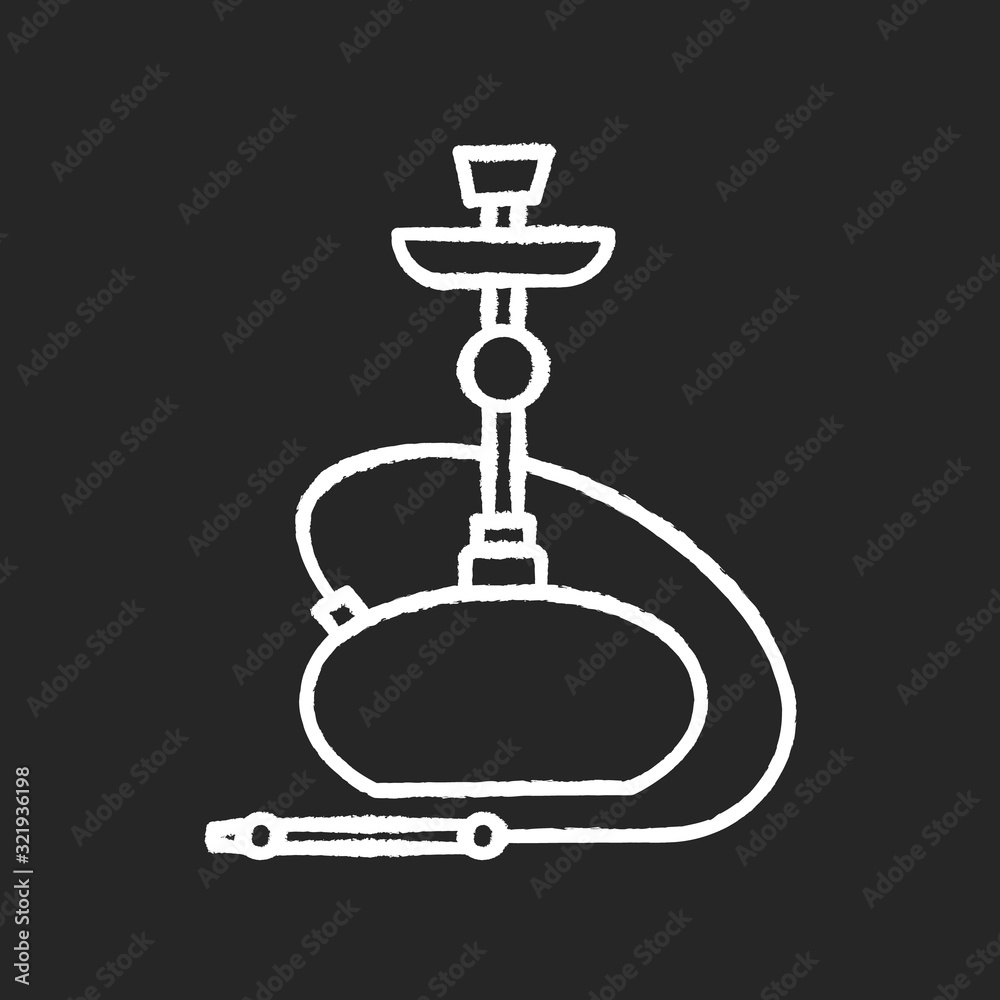 Hookah chalk white icon on black background. Sheesha house. Glass ...