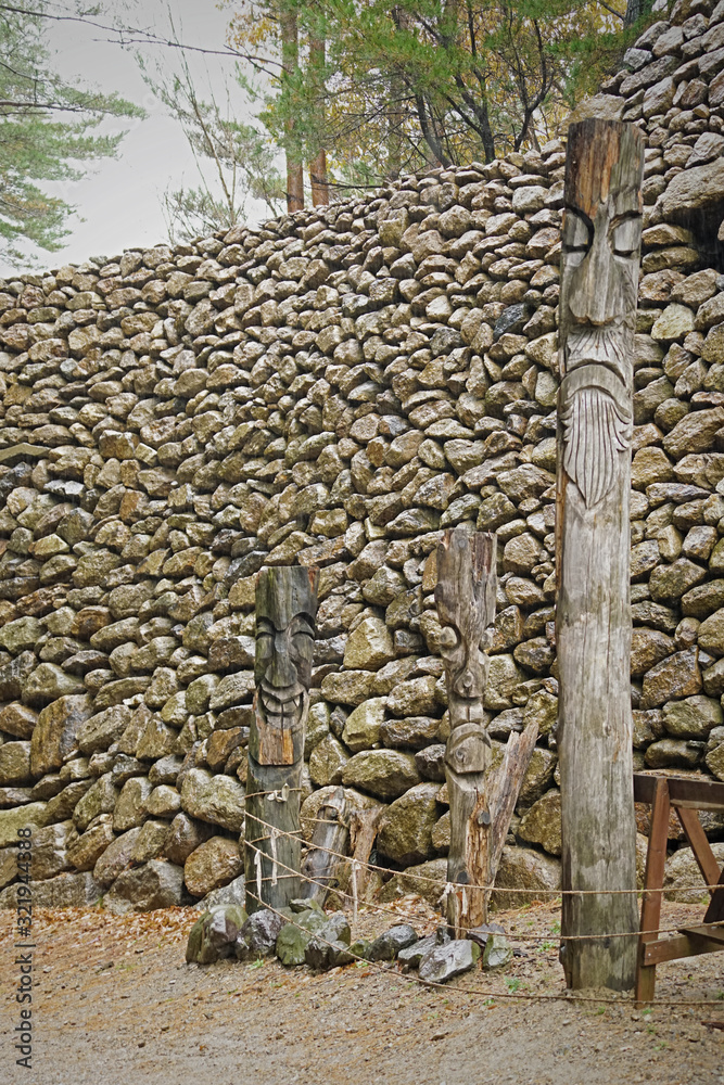 Korean jangseung(town guardian) with traditional shamanism and animism ...