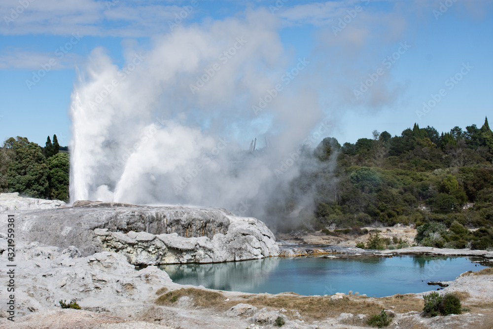Foto de Stock New Zealand's geothermal area, Pohutu Geyser. The largest ...