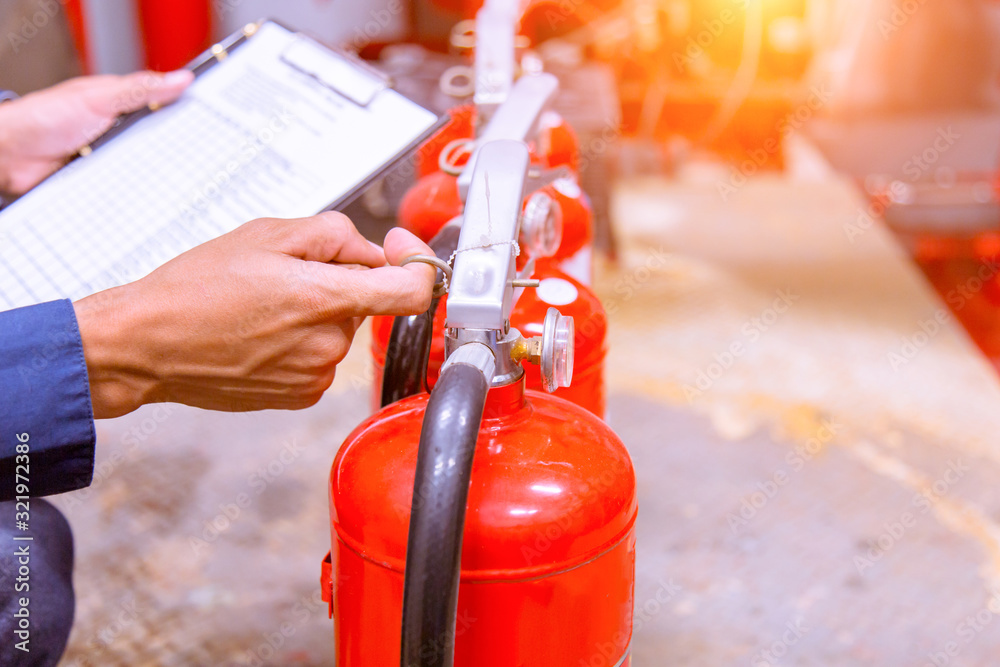 Engineer checking Industrial fire control system,Fire Alarm controller ...