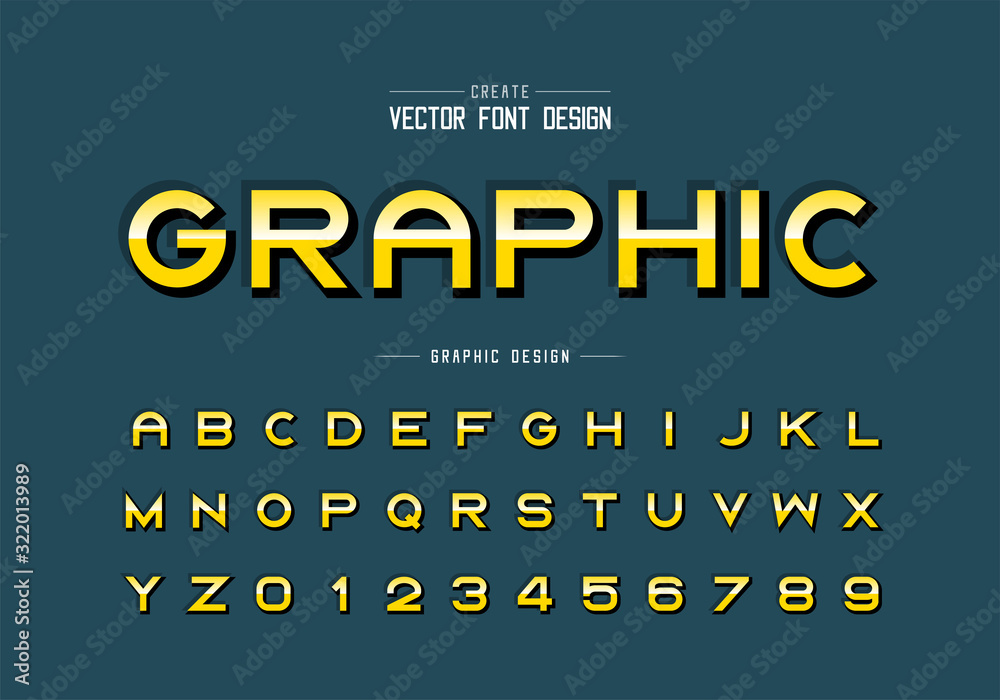 Reflective font and alphabet vector, Gradient bold typeface letter and ...