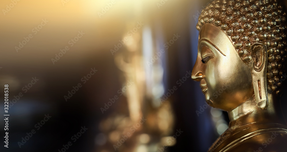 Selective focus close-up shots of of the Buddha images with soft light ...