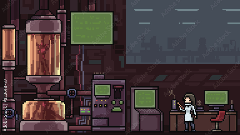 vector pixel art secret laboratory 素材庫向量圖 | Adobe Stock