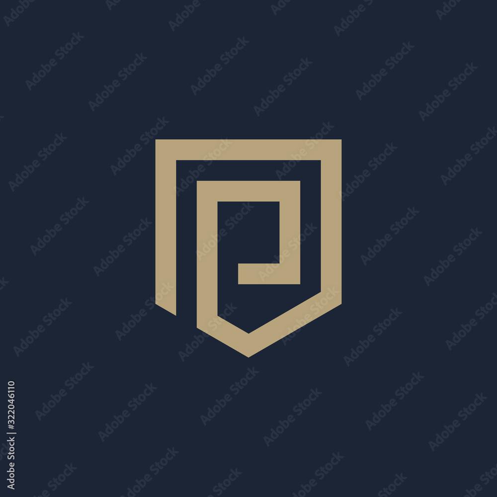 Letter P Shield logo design. Shield Line geometry for company Security ...