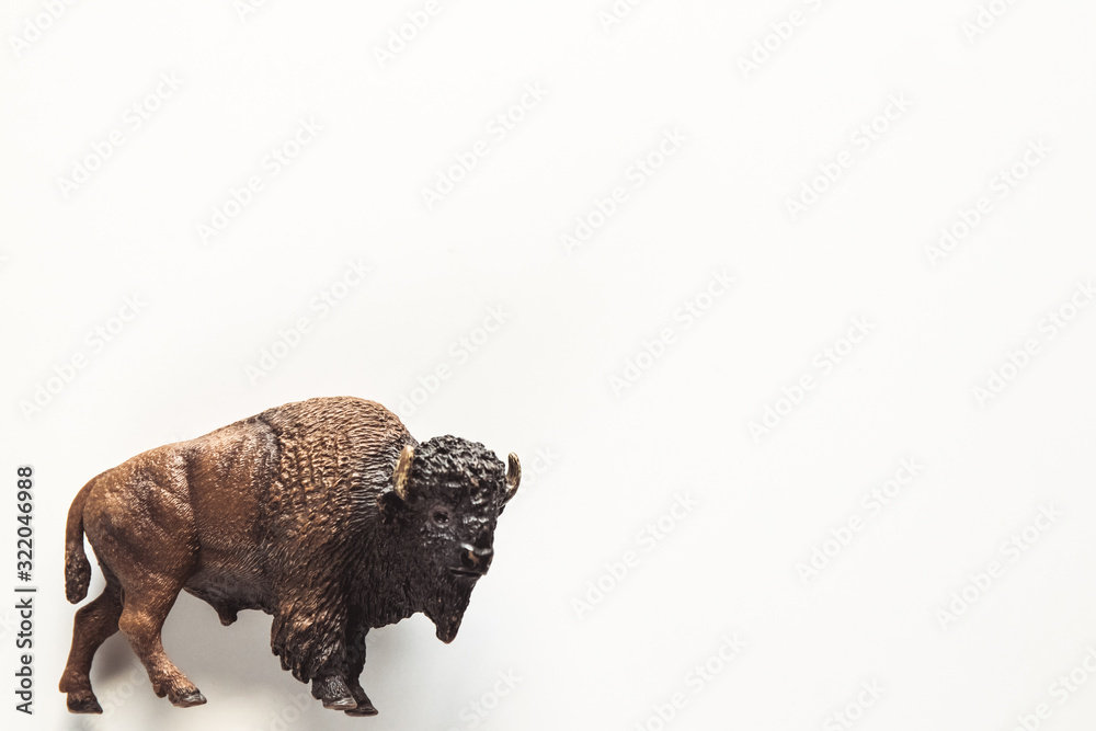 toy bison. animal of plastic material isolated on white background ...