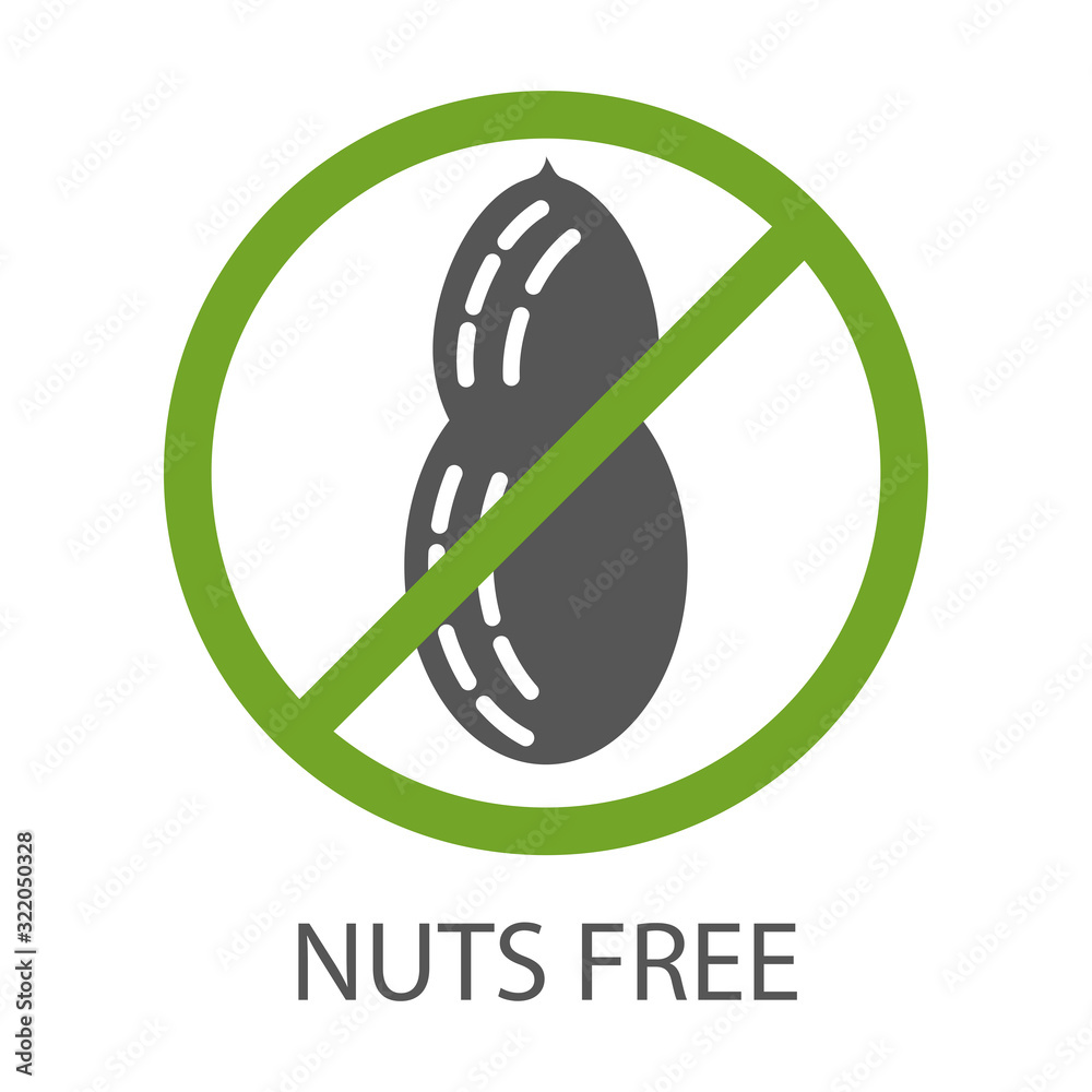 Nuts free icon. Products that do not contain nuts. Healthy diet. Vector ...