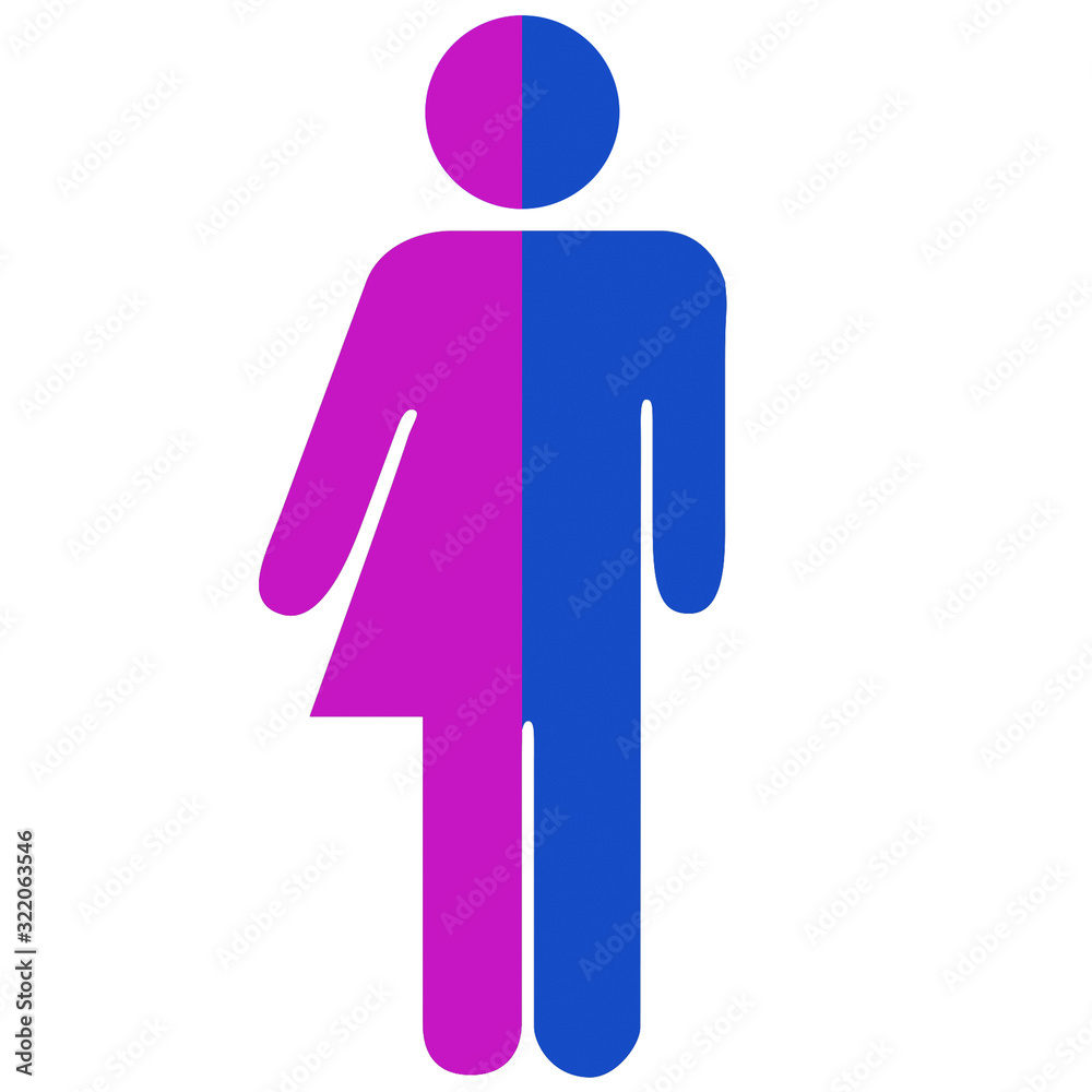 Transgender Restroom Symbol With Half female and half male.. Stock ...
