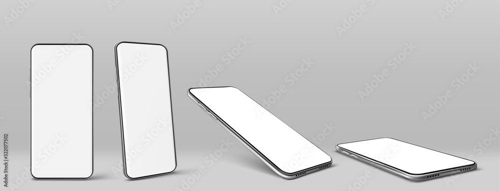 Smartphone with blank white screen. Vector realistic mockup of mobile ...